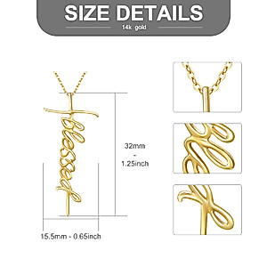 SISGEM Solid 14K Gold Blessed Cross Necklace Hope Believe Pendant Necklace Religious Jewelry for Women Anniversary Birhtday Mother's Day Jewelry Gifts for Mom, Wife, 16+2 Inch