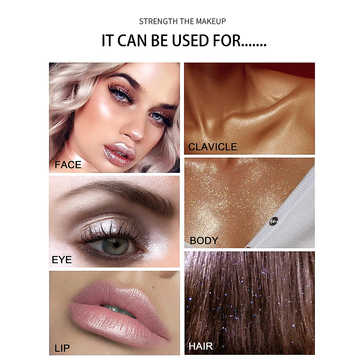 MAEPEOR Highlighter Powder Stick 6 Colors Shimmer Not-sticky Brighten Highlighter Powder Stick Natural Sparkle Glitter Highlighter Makeup Cosmetic for Lip Face Body Makeup (01 White Moonbeam)