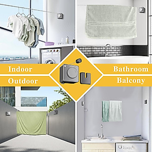 tatamelon Retractable Clothesline Indoor, Non-Sagging Outdoor Clothes Line retracting,13.8 Ft Heavy-Duty Clothes Drying Laundry Line,Wall Mounted Stainless Steel Line（Grey）