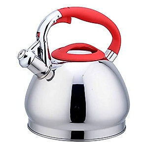 Tea Kettle For Stove Top Teapot For Stovetop 3.4L Whistling Tea Kettle Modern Stainless Steel Whistling Tea Pot For Stovetop With Cool Grip Ergonomic Handle Tea Pot Stovetop (Color : Red, Size : 20*