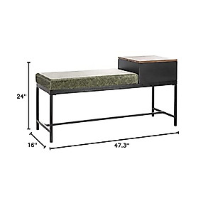 Safavieh Home Maruka 31-inch Grey Wash and Dark Green Faux Leather Bench with Storage