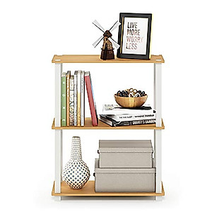 Furinno Turn-S-Tube 3-Tier Compact Multipurpose Shelf Display Rack, Square, Beech/White, 3-Tier Square Tubes