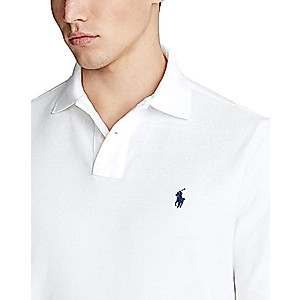 POLO RALPH LAUREN Men's Long Sleeve Mesh Polo Shirt (L, White)