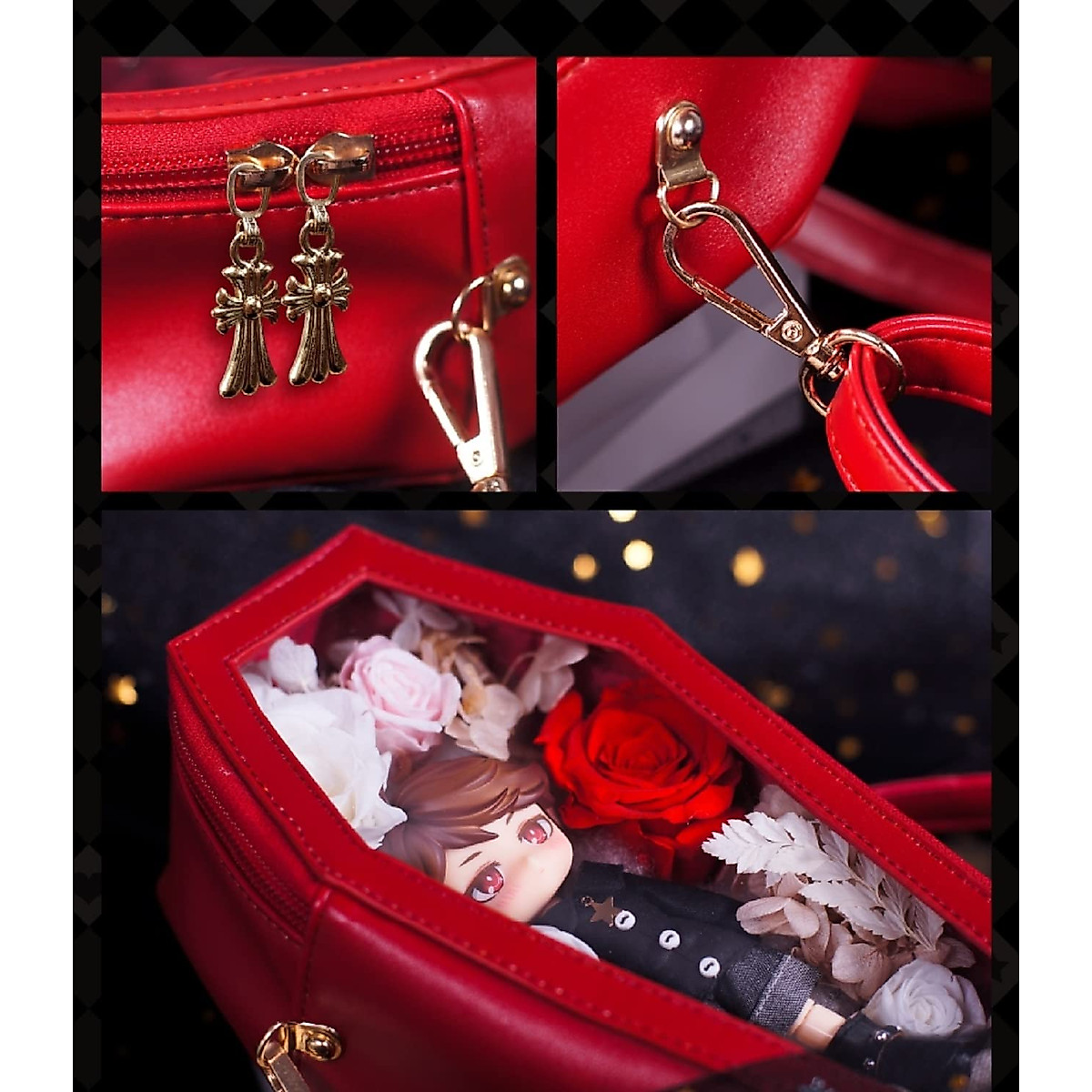 GK-O Banpaia Vampire Coffin Ita Bag Carriers For GSC OB11 Molly Bjd Doll Bed Lolita Fashion (Black)