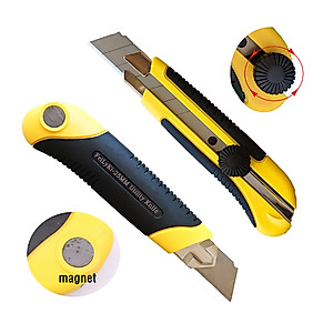 FeiLyKi 25mm 3-Pack Box Cutter Construction knife Heavy Duty Utility Knife Exacto knife,Retractable 10 SK5 Snap Off Blades-2063