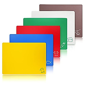 New Star Foodservice 42627 Flexible Cutting Board, 12-Inch by 15-Inch, Assorted Colors, Set of 6