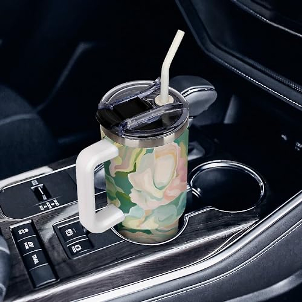 Oysters Watercolor Pattern Insulated Tumblers with Handle Stainless Steel Coffee Mug Funny Travel Cup with Lid Straw 40oz