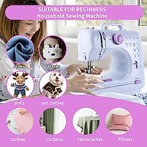 HJWTCQL Mini Sewing Machine for Beginners,Kids Sewing Machines,Small Sewing Machines with 12 Built-in Stitches and Reverse Sewing,Portable Sewing Machine for Kids, Suitable For Family Daily