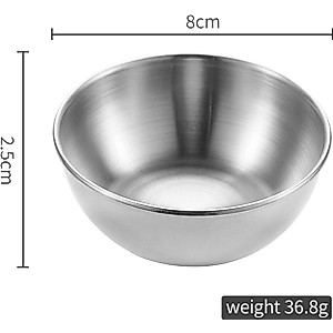 HEYCAHVA Stainless Steel Sauce Dishes, 8PCS 3.2 Inch Stainless Steel Prep Bowls Round Seasoning Dishes Sushi Dipping Sauce Bowl Mini Appetizer Plates Serving Bowl