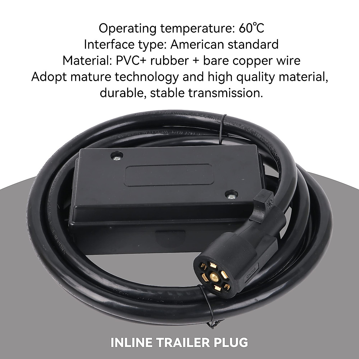 Emptty Inline Trailer Plug, Heavy Duty 7 Way Plug Inline Trailer Cord with 7 Gang Junction Box - 8 Feet Ideal for RVs, Trailers, Campers, Caravans, Trucks, Food Trucks and Other Towing Vehicles