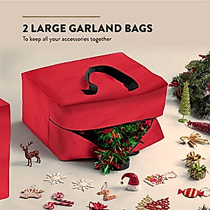 Zober 3-Pack Christmas Artificial Tree Storage Bag and Two Garland Bags; Holiday Tree Storage for Trees Up to 9 ft, Includes Card Slot, Dual Zipper, and Carry Handles; Tearproof 600D Oxford Material