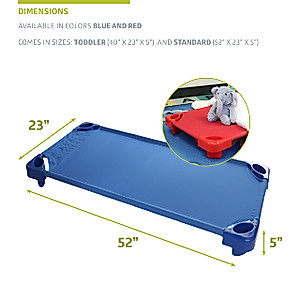 Pearington Stackable Standard Naptime Cot, Blue (Set of 5)