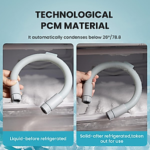 Neck Cooling Tube and Portable Fan 2 in 1, Reusable Ice Ring, Wearable Neck Cooler Personal Adjustable Fans, Portable Battery Operated Neck Fan, 3 Gear, 360° Rotation, Detachable,USB, Quiet (Ice Blue)