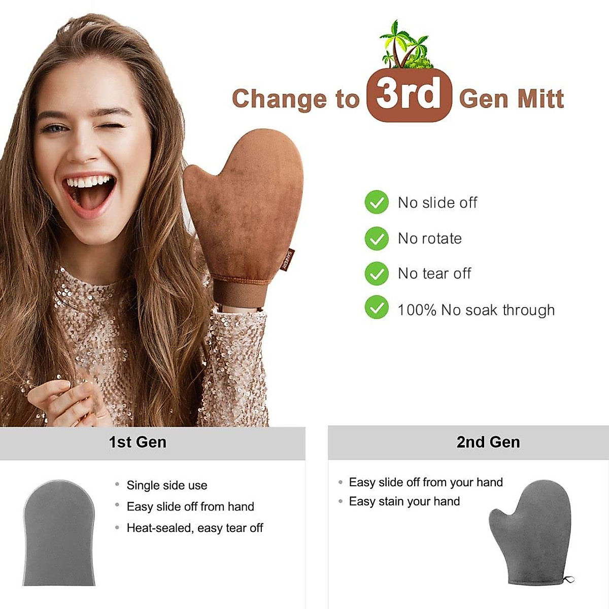 Sanfery Self Tanner Mitt Applicator - US Patent Self Tanning Mitt, Sunless Tanning Glove, Fake Tan Mitt