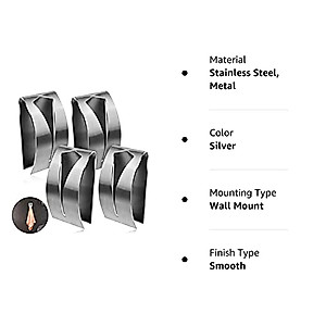 Boao Self Adhesive Grabber Stainless Steel Kitchen Dish Towel Hook Wall Mount Non Drilling Towel Hangers Rack Hand Towel Hook Tea Towel Holders for Bathroom