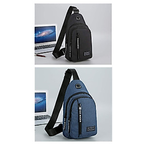 Small Sling Bag Crossbody Chest Shoulder Water Resistant Travel Bag for Men Women Boys With Earphone Hole (Blue)