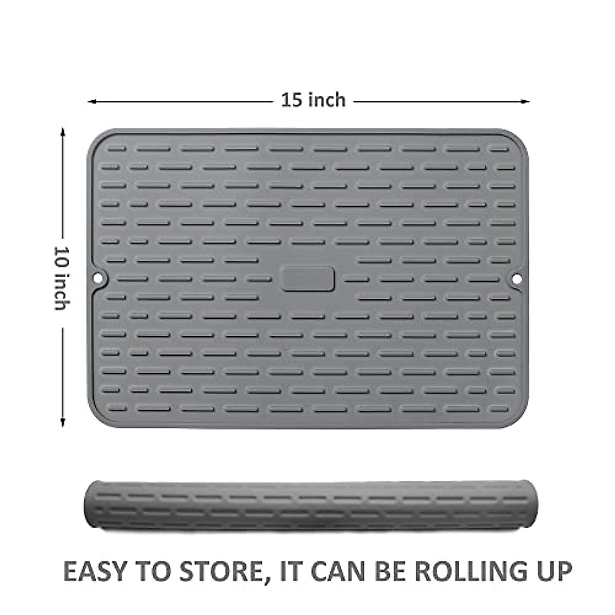 Tongjude Silicone Dish Drying Mat - Small 15" x 10" - Flexible Rubber Dish Draining Mat, Heat Resistant Silicone Trivet, Counter Top Mat, Sink Mat