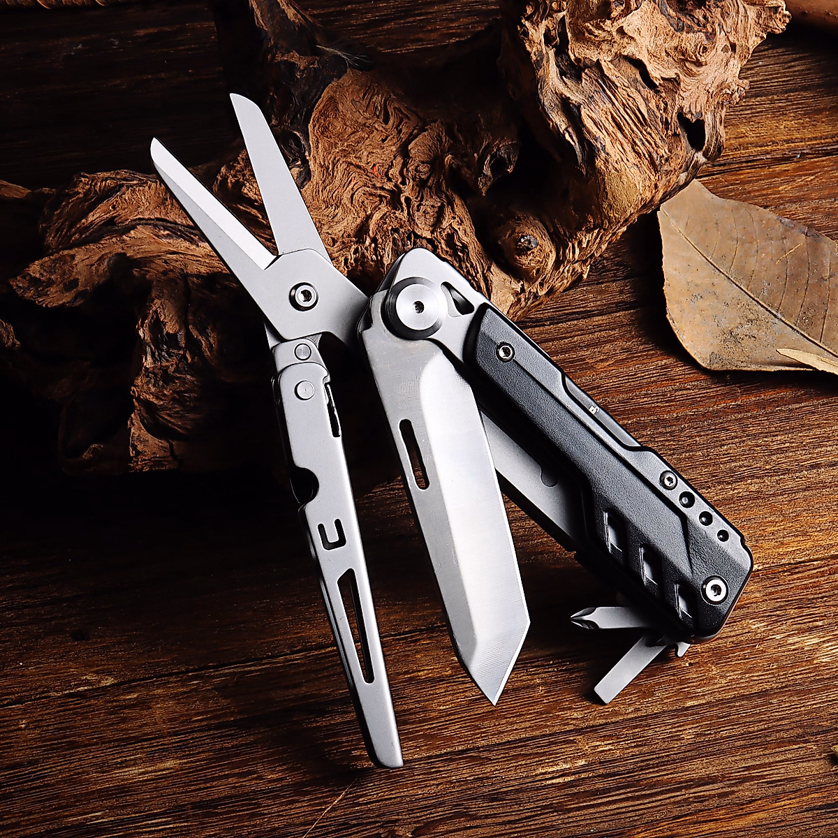 POXIMO Pocket Knife, Gifts for Men Dad Him Heavy Duty Folding Knife, Stocking Stuffers 5-IN-1 Multitool Kits for Father, Tactical Gear for Camping Hiking Surviving, Valentine's Day Christmas Gifts