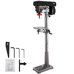 13 in Floor Drill Press, 7.5 Amp 120V, 288-3084 RPM Variable Speed Cast Iron Bench Drill Press, 0-45° Tilting Worktable, Tabletop Drilling Machine for Wood Metal