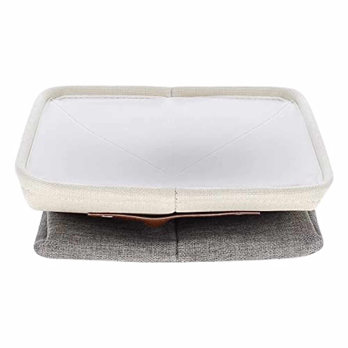 CreekView Home Emporium Fabric Cube Storage Bins 4 Pack - 10 x 10in White/Gray Foldable Storage Cubes for Organization