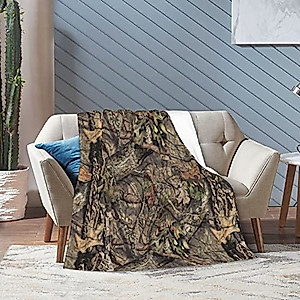 Camo Hunting Camouflage Forest Throw Blanket Super Soft Warm Bed Blankets for Couch Bedroom Sofa Office Car, All Season Cozy Flannel Plush Blanket for Girls Boys Adults, 60"X50"