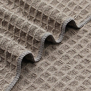 VeraSong Waffle Weave Kitchen Towels Thick Microfiber Dish Drying Towels Absorbent Tea Towels Hand Towel Lint Free 16Inch x 24Inch 3 Pack Gray