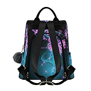 J JOYSAY Custom Magic Butterfly Backpack Purse for Women Personalized Anti-Theft Travel Daypack Fashion Backpack Handbags Customized Large Ladies Shoulder Bags for Women Girls Teen