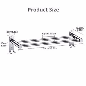 Tanice Double Towel Rail, Stainless Steel Towel Rail Retractable 40-70 Cm/15.75-27.56 Inch Towel Rack Wall Mounted with Screws for Bathroom and Kitchen