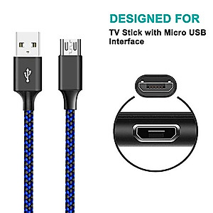 SCOVEE Short Micro USB Cable Compatible with Fire TV Stick,Roku Stick,Streaming Media Player,PS4,Chromecast,Android Phone,Power Pack,Power Wire, USB Fast Charger Charging Cord 1.5ft