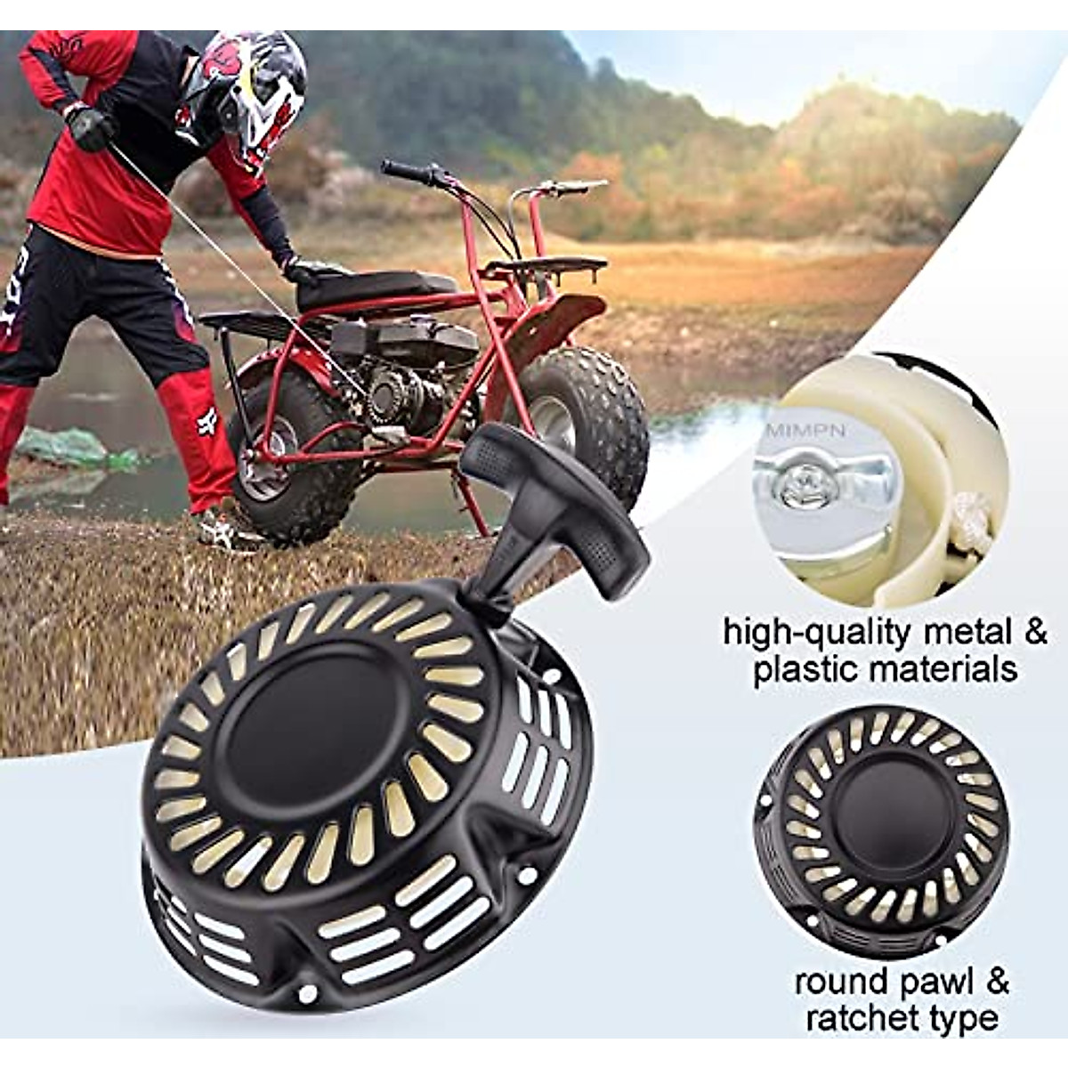 Pull Recoil Starter for Predator 212cc 6.5HP 7HP OHV Engine Go Cart Pit Bike Generator Lawnmower Pull Start Assembly for Honda Clones Recoil Starter Generator Coleman Champion 196cc 224cc 159cc
