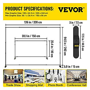 VEVOR Backdrop Banner Stand 10 x 8 Ft Adjustable Height Background Stand Backdrop With Newest Step and Repeat Backdrop Stand For Parties Wedding Photo Booth Trade Show 1 Carrying Bag