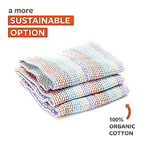 Full Circle Tidy 100% Organic Cotton Dish Cloths, Set of 3, Multicolored