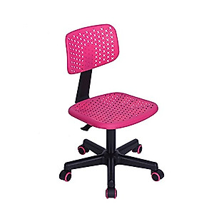 FurnitureR Swivel Writing Task Chair Low Mid Back Armless Height Adjustable Computer Desk Chair for Home Office Kindergarten Girls Boys Teens Students,W15.9 x D14.6 x H34.3 (Pink)
