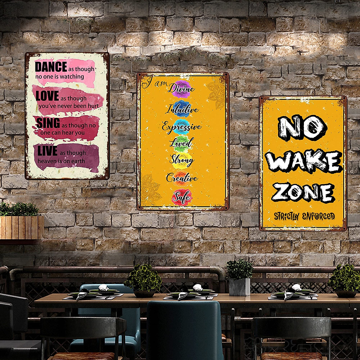 Metal Tin Sign No Wake Zone Background Vector Illustration-Retro Home Kitchen Office Garden Garage Wall Decor