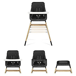 Dream On Me Nibble Wooden Compact High Chair in Black | Light Weight | Portable |Removable seat Cover I Adjustable Tray I Baby and Toddler