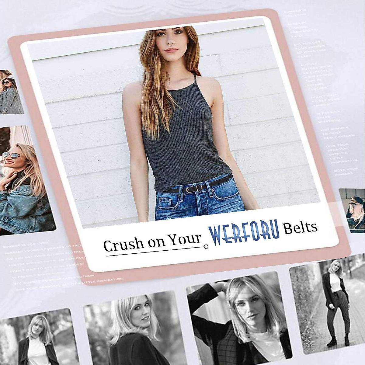 Ladies Skinny Thin PU Leather Dress Fit WaistBelt for Jeans with Gold Alloy Buckle(Black+Brown+White,Fit Waist Size 31-37 Inches)