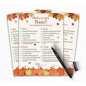 PUMPKINS Baby Shower Game — WHAT'S ON YOUR PHONE Baby Shower Game — Pack of 25 — LITTLE PUMPKIN Baby Shower Games, Fall Halloween Baby Shower Game, Baby Shower Activity, SKU G330-PHN