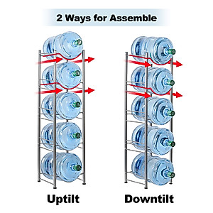 HAITRAL Water Gallon Jug Holder, 5 Tiers Heavy Duty Water Bottle Buddy Display Rack, Silver