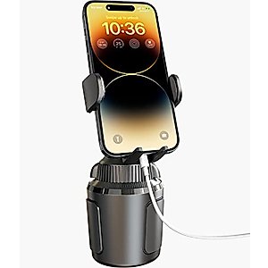 APPS2Car Solid Cup Holder Phone Mount for Car Truck with Quick Extension Long Arm Fast Swivel Adjustable Height 360 Rotatable, Low Profile Universal Mobile Mount Compatible with All Cell Phone iPhone