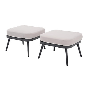 OC Orange-Casual Patio Footstool Ottoman,2-Piece Set Iron Footrest Ottoman with Premium Fabrics,Includes Thick Cushions, Seating for Living Room,Indoor, Outdoor, Garden