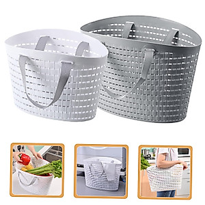 2pcs Plastic Laundry Basket Shopping Tote Bag Plastic Hanger Chicken Egg Basket Picnic Basket Bath Basket Laundry Basket Plastic Clothes Holder Sundries Organizer Hollow-out Basket