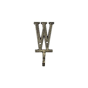 Handcrafted Nautical Decor Rustic Gold Cast Iron Letter W Alphabet Wall Hook 6"