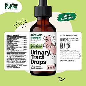 Urinary Tract Drops for Dogs - Herbal Bladder Supplement w/Corn Silk & Chanca Piedra Stone Breaker - Urinary Care Dog Food Supplements - Liquid Dog Vitamins for Bladder and Urinary Health - 2 oz