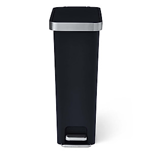 10.5 Gallon Trash Can, Plastic Slim Step On Kitchen Trash Can, Black
