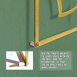 Pinetree Art Gold Metal Wall Art Flowers 3D Line Minimalist Decor Wall Sculpture Minimalist Decor Home Living Room Bedroom Wall Decoration, Set of 3 (flower-gold)