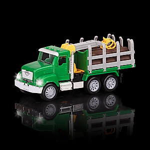 Driven by Battat – Toy Logging Truck For Kids – Contruction Vehicle Toy – Lights & Sounds – Movable Parts – 3 Years + – Micro Logging Truck