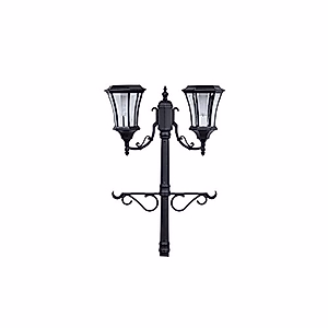 Sun-Ray 312007 Martens Two Head Solar Lamp Post and Planter, 7 ft, Black