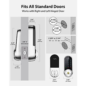 Hugolog Smart Lock,Keyless Entry Door Lock,Keypad Smart Door Lock,Smart Deadbolt Lock,Electronic Door Lock with Keyless Deadbolt,Bluetooth Digital Door Lock for Home,Airbnb,Garage