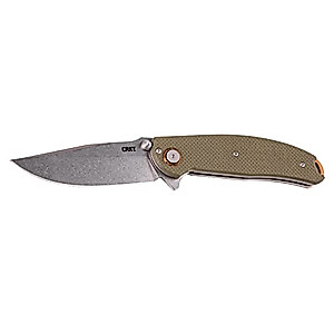 Columbia River Knife & Tool Butte Folding Pocket Knife: Everyday Carry, Plain Edge D2 Blade, Deadbolt Lock, IKBS Ball Bearings w/Deep Carry Pocket Clip 2471, OD green