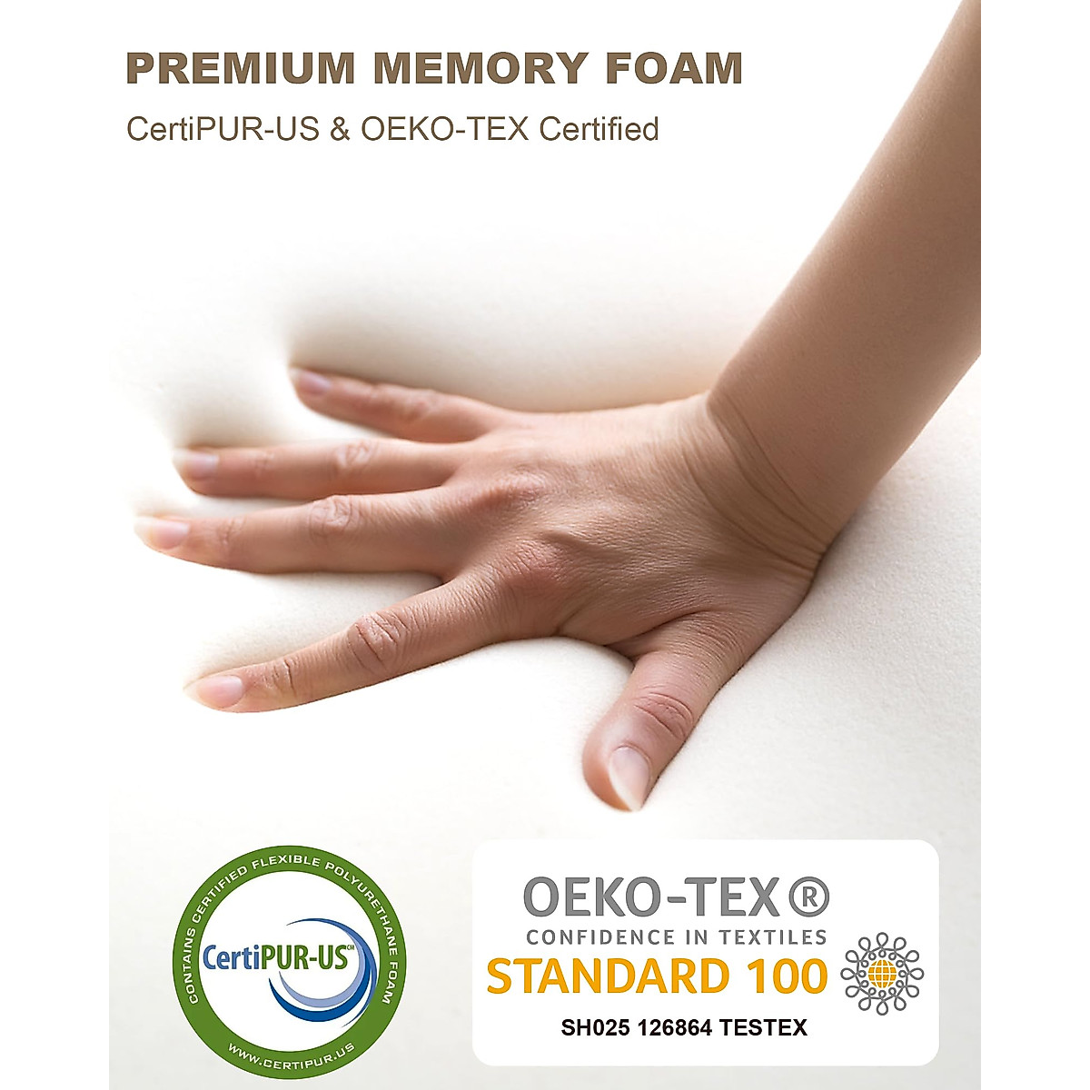 Zenzy 3" Twin Extra Long Firm Memory Foam Mattress Topper, [Removable] [Washable] Cover and [Adjustable] Straps, CertiPUR-US Certified Firm Mattress Topper Twin XL for College Dorm- Beige